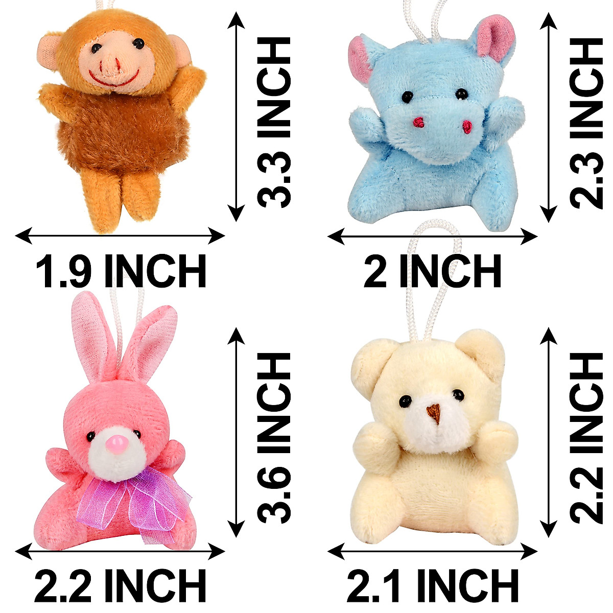 Maliweg 16-Pack Mini Animal Plush Toy Set, Soft Plush Toys for Kids Party Favors, Keychain Ornament,Birthday Party Supplies,Prize Rewards