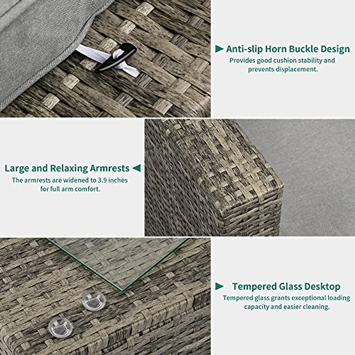 YITAHOME 6 Pieces Patio Furniture Set, Outdoor Sectional Sofa PE Rattan Wicker Conversation Set Outside Couch with Table and Cushions for Porch Lawn Garden Backyard, Grey