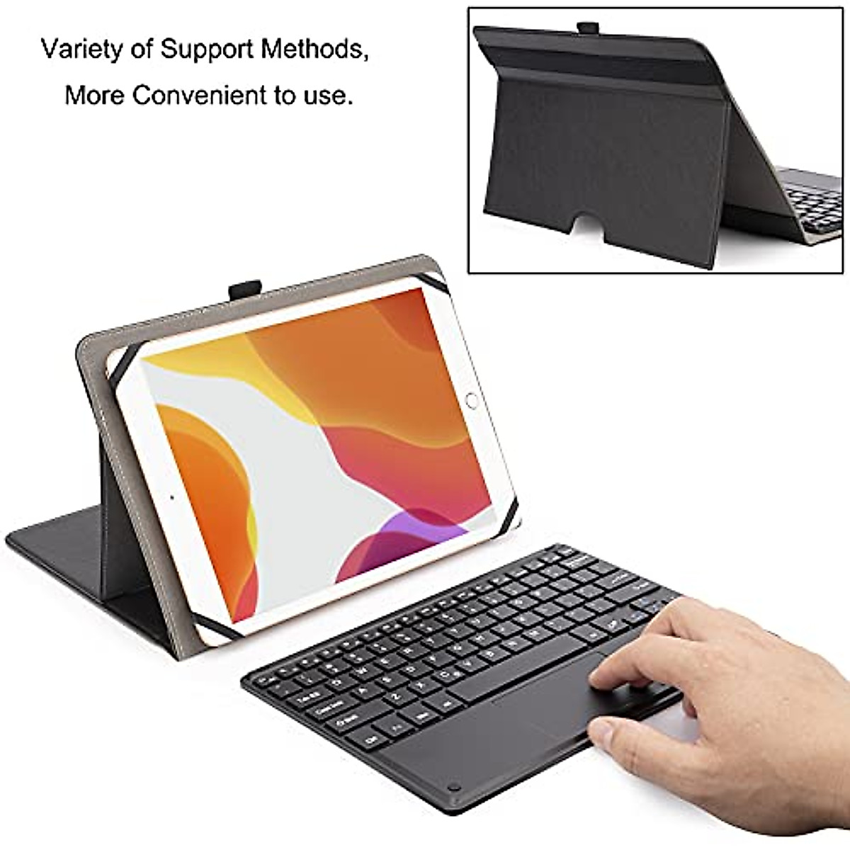 Tzyyy Universal Keyboard Case for 9-11 inch Tablet, Durable PU Leather Cover with Detachable Magnetic Keyboard and Adjustable Silica-Gel Fixing Band