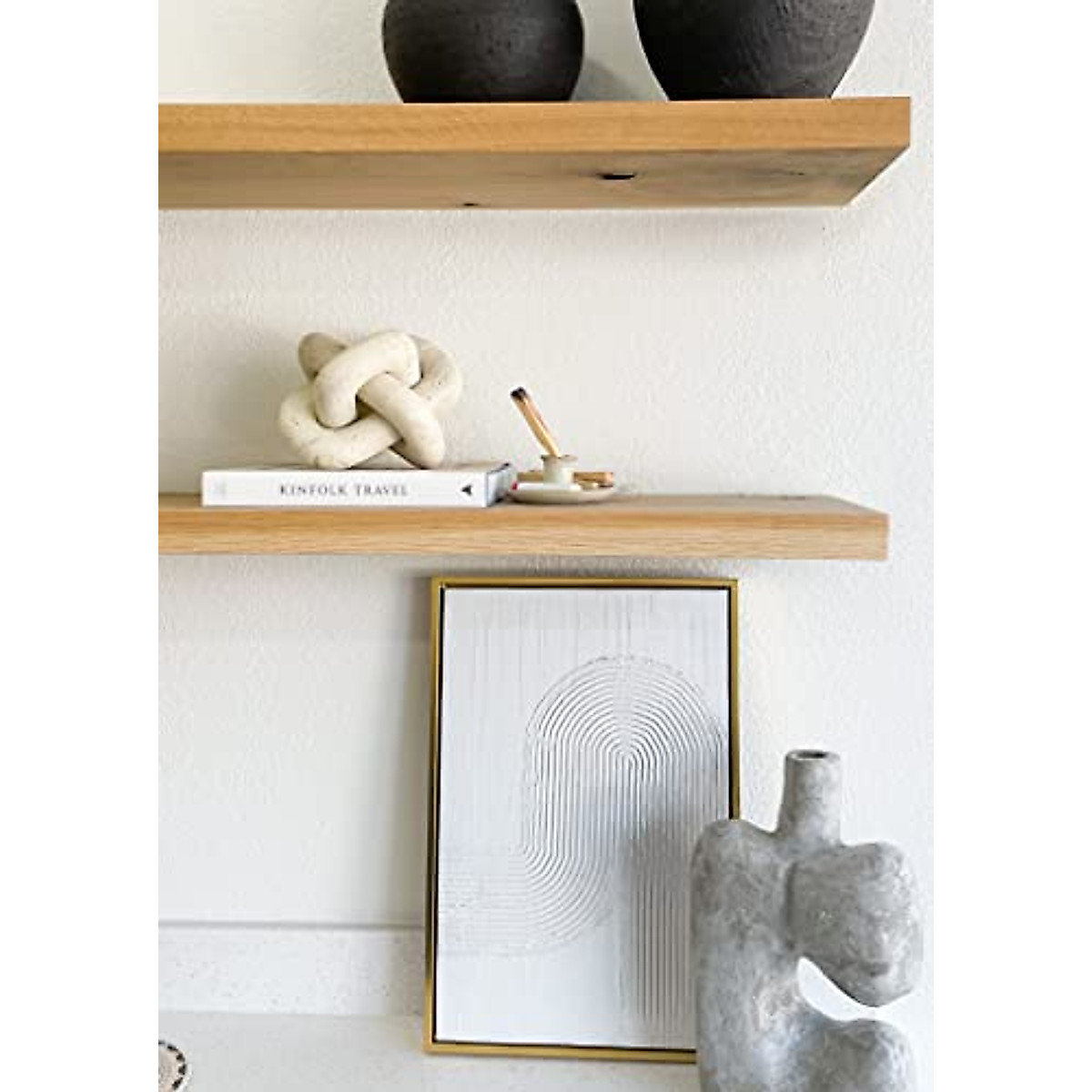 TheNamiCollection Framed plaster wall art - white textured 3D painting with gold frame | Aesthetic wall art decor for the modern, boho home | A white textured arch canvas perfect for any room decor