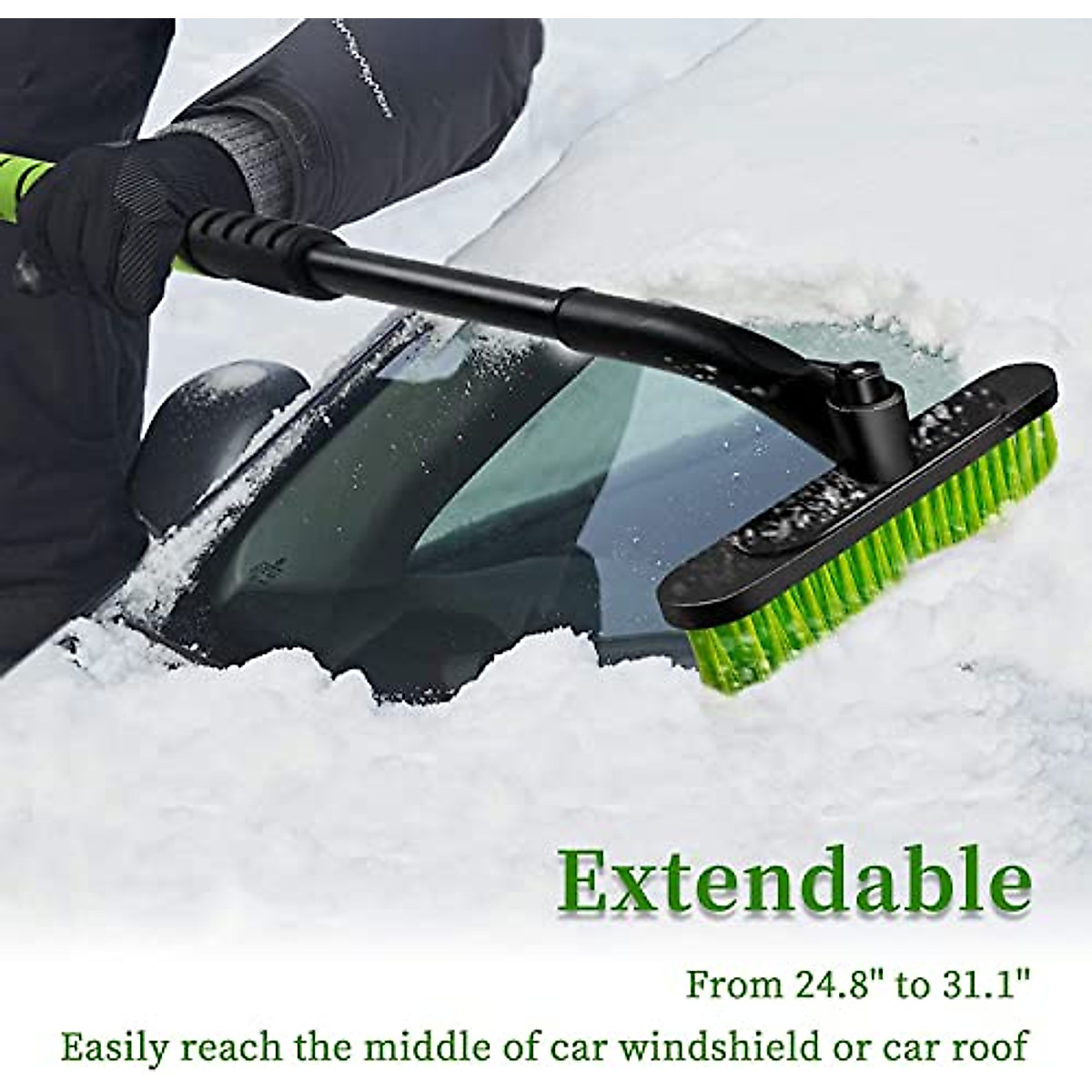 Ice Scraper for Car Windshield, SEAAES Extendable Snow Brush Remover with Foam Grip for Car Auto SUV Truck Windows
