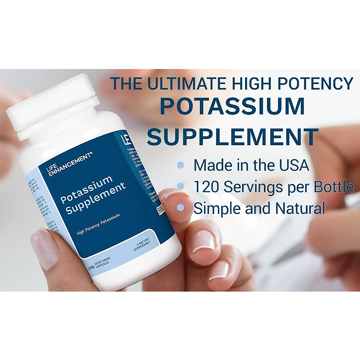 Life Enhancement Potassium Supplement, 1020 mg,120 Servings, 240 caps