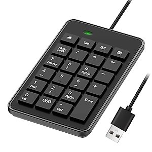 Wired 10-Key USB Keypad Number Pad – Portable Numeric Keypad Keyboard for Laptop, PC and Desktop | Computer Accessories Numpad for ChromeBook Surface Notebook MateBook - Essential Office Data Entry