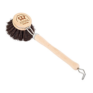 Redecker German-Made Horse Hair Bristle Dish Brush, Soft All-Purpose Scrubber for Kitchen & Household with Strong Horse Hair Bristles, 1-1/2 inch Replaceable Brush Head, Single Unit, 9-inches Long