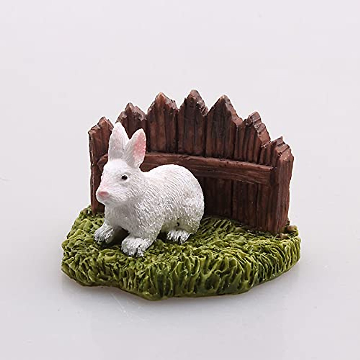 X Hot Popcorn Mini Animals Bunny Miniature Figurines Fence Rabbit Duck Sheep Model Fairy Garden Miniature Moss Landscape DIY Terrarium Crafts Ornament Accessories for Home Decoration, Set of 5