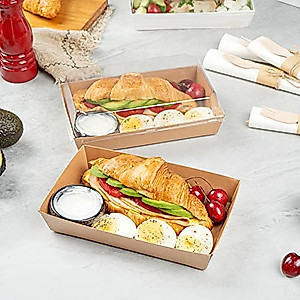 Restaurantware Matsuri Vision 8 x 5 x 1.5 Inch Medium Sushi Trays 100 Greaseproof Sushi Packaging Boxes - Lids Sold Separately Disposable Kraft Paper Sushi Containers For Entrees Or Desserts
