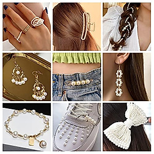 TOAOB 1400pcs White Pearl Beads for Jewelry Making 3mm to 14mm Plastic Pearl Beads Loose Round Faux Pearl Beads with Holes for DIY Crafts Earring Necklace Vase Filler and Home Decoration