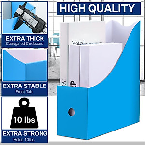 Yeaqee 48 Pcs Magazine File Holder Magazine Holder Bulk Foldable Cardboard Book Bins Desk File Holder Organizer Book Holder Boxes Cardboard Magazine Storage Box for School Office Desk, 8 Colors