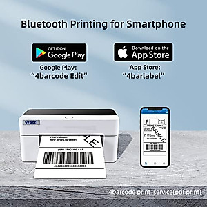 VRETTI Bluetooth Thermal Label Printer with Pack of 250 4x6 Per Fan-fold Labels for Small Business & Shipping Packages