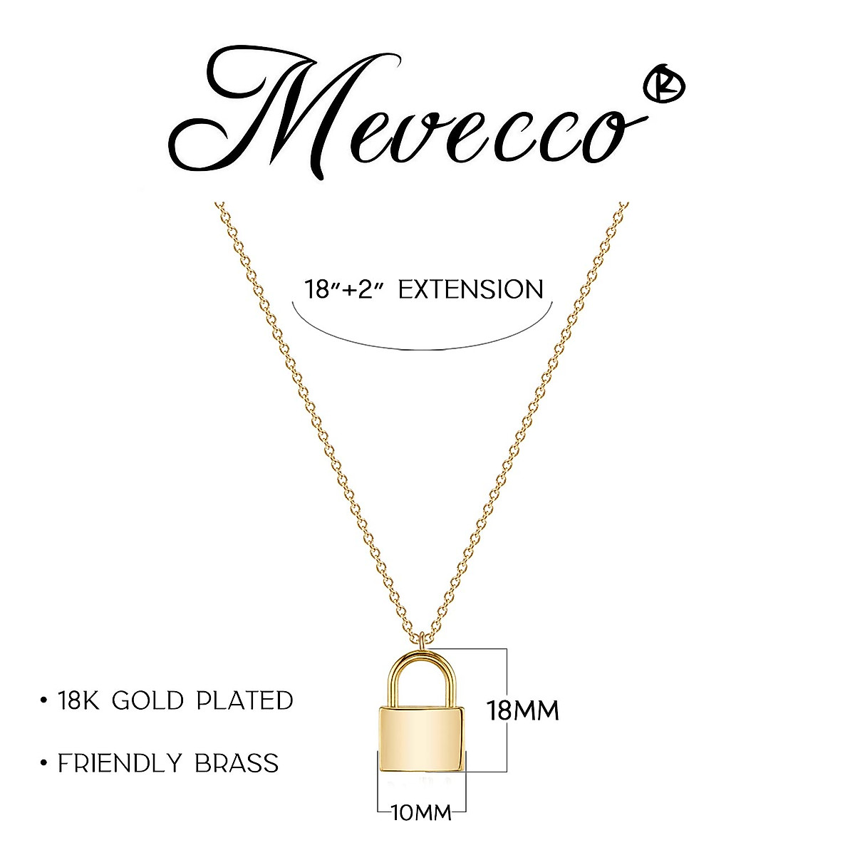 MEVECCO Gold Dainty Lock Necklace for Women 18K Gold Plated Cute Tiny Padlock Boho Love Elegant Necklace