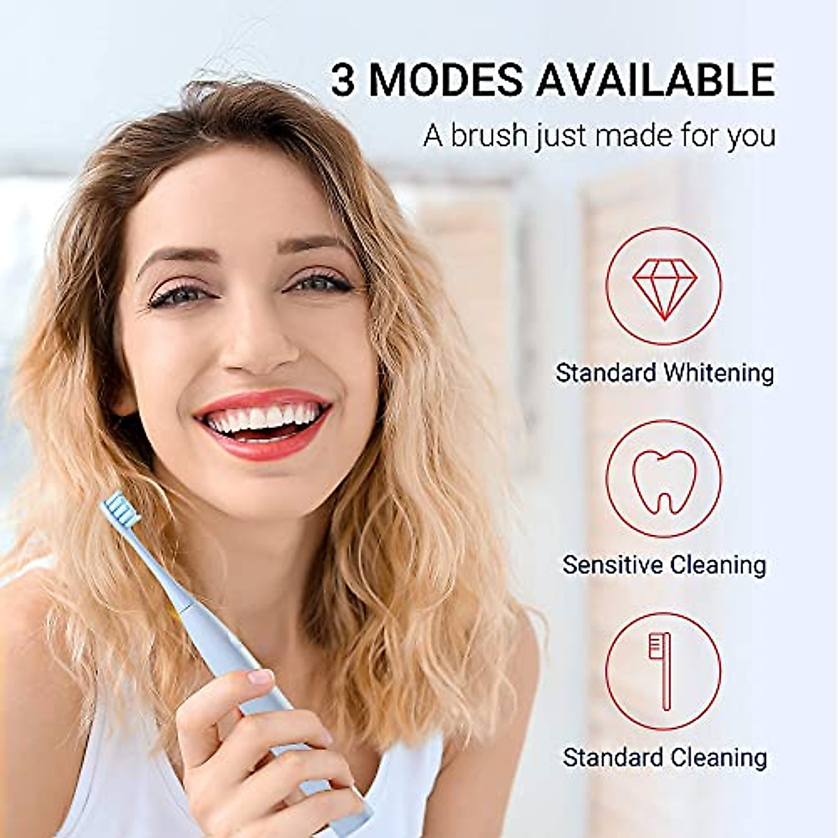 Oclean Electric Toothbrush F1 36,000 VPM Sonic Cleaning with 3 Modes, Rechargeable Sonic Toothbrush 2H Fast USB Charge Last 30 Days W/Smart Timer, for Adults and Teenagers, for Travel - Light Blue