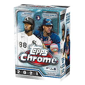 Topps 2021 Chrome Baseball Blaster Box, includes 200-card Base Set, color parallels, chrome autographs, Bisboland Prismic Power!, 32 cards per box