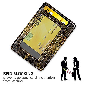 Linomo Thin leather Card Holder and Money Clip Mandala Dragonfly Design Wallet RFID Blocking for Men & Women