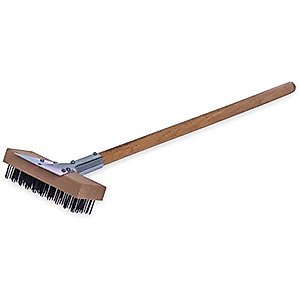 Carlisle FoodService Products Wood Oven Grill Brush & Scraper with Handle, 30 Inches, Natural