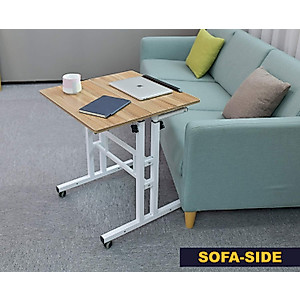 AIZ Mobile Standing Desk, Adjustable Computer Desk Rolling Laptop Cart on Wheels Home Office Computer Workstation, Portable Laptop Stand for Small Spaces Tall Table for Standing or Sitting, Oak