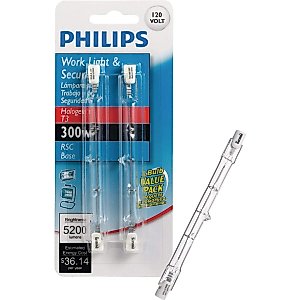 GE 97673 300-Watt 5950-Lumen Specialty T2.5 Halogen Light Bulb, Clear, 2-Pack