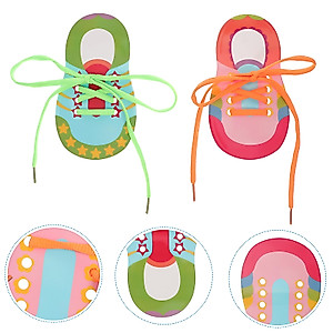 NUOBESTY Learn to Tie Shoes Children Shoelace Threading Teaching Toys Early Educational Teaching Aids, 4 Pieces