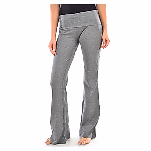 MOPAS Women's Soft Comfy Cotton Spandex Yoga Sweat Lounge Gym Sports Athletic Pants (L, Charcoal Grey)
