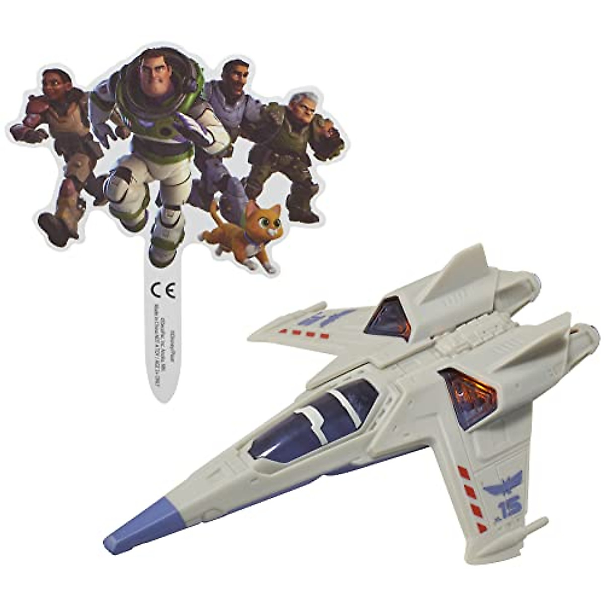 DECOPAC DecoSet Disney and Pixar Lightyear Let's Do This! Cake Topper With Working Lights, Rocket, Buzz, and Friends, 2 Piece Cake Decoration