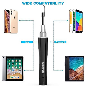 Pancellent Digital Otoscope Camera with Light, Ear Camera, Video Ear Scope with Ear Wax Removal Tools, Ear Endoscope Cleaner, Compatible with iPhone, iPad, Android Smart Phone (Basic Edition Black)