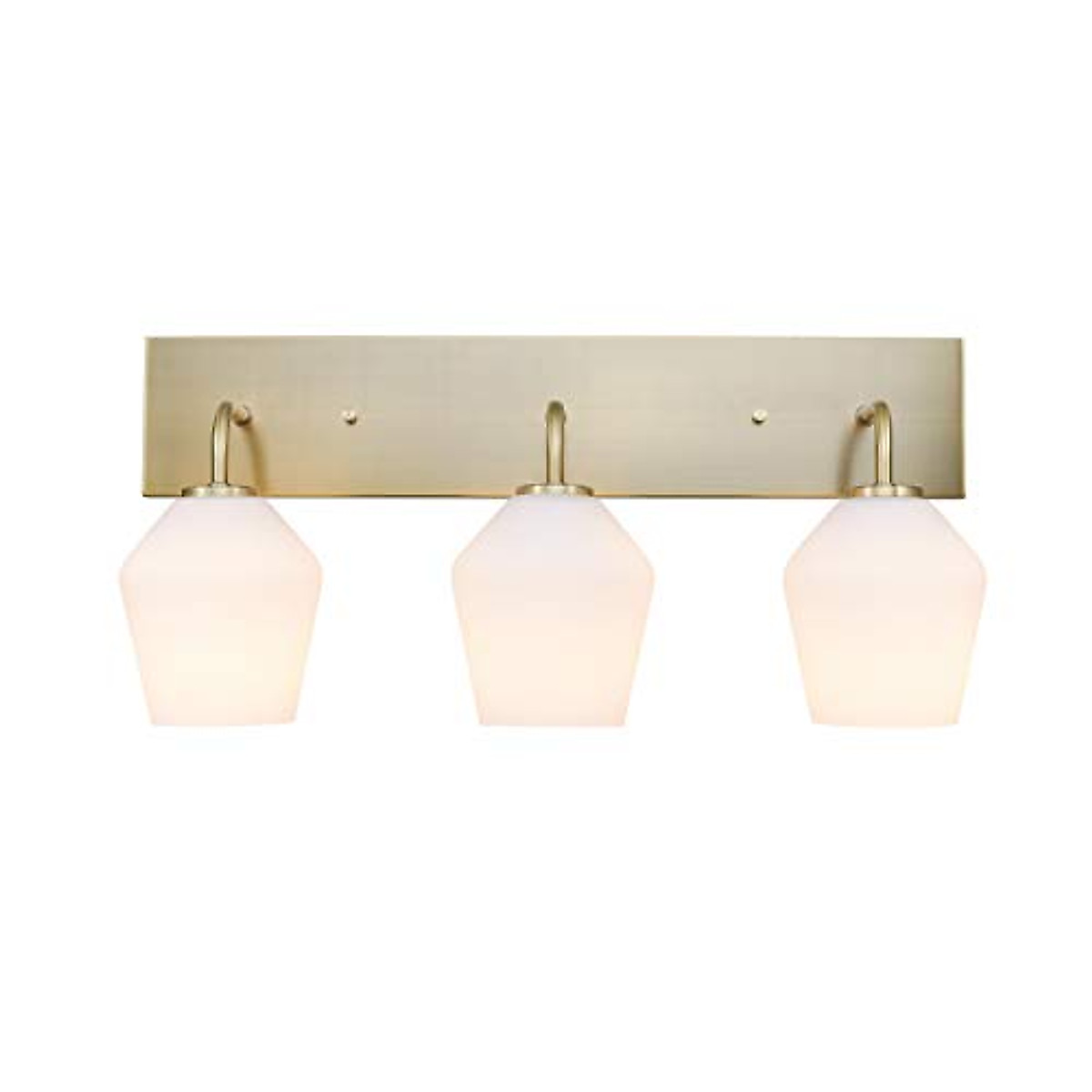 Globe Electric 51615 Raja 3-Light Vanity Light, Matte Brass, Opal Glass Shades
