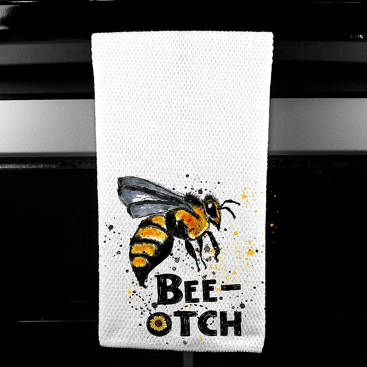 Bee-otch Bumble Bee Microfiber Kitchen Bar Hand Towel, Funny Gift for Women