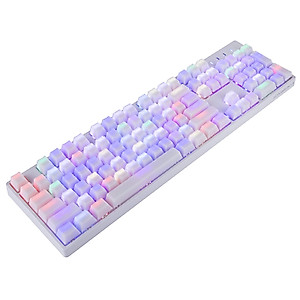 Petforu POM Jelly Keycaps Doubleshot Translucent OEM Profile for 6187104108 Keys PC Gaming Mechanical Keyboards (White)