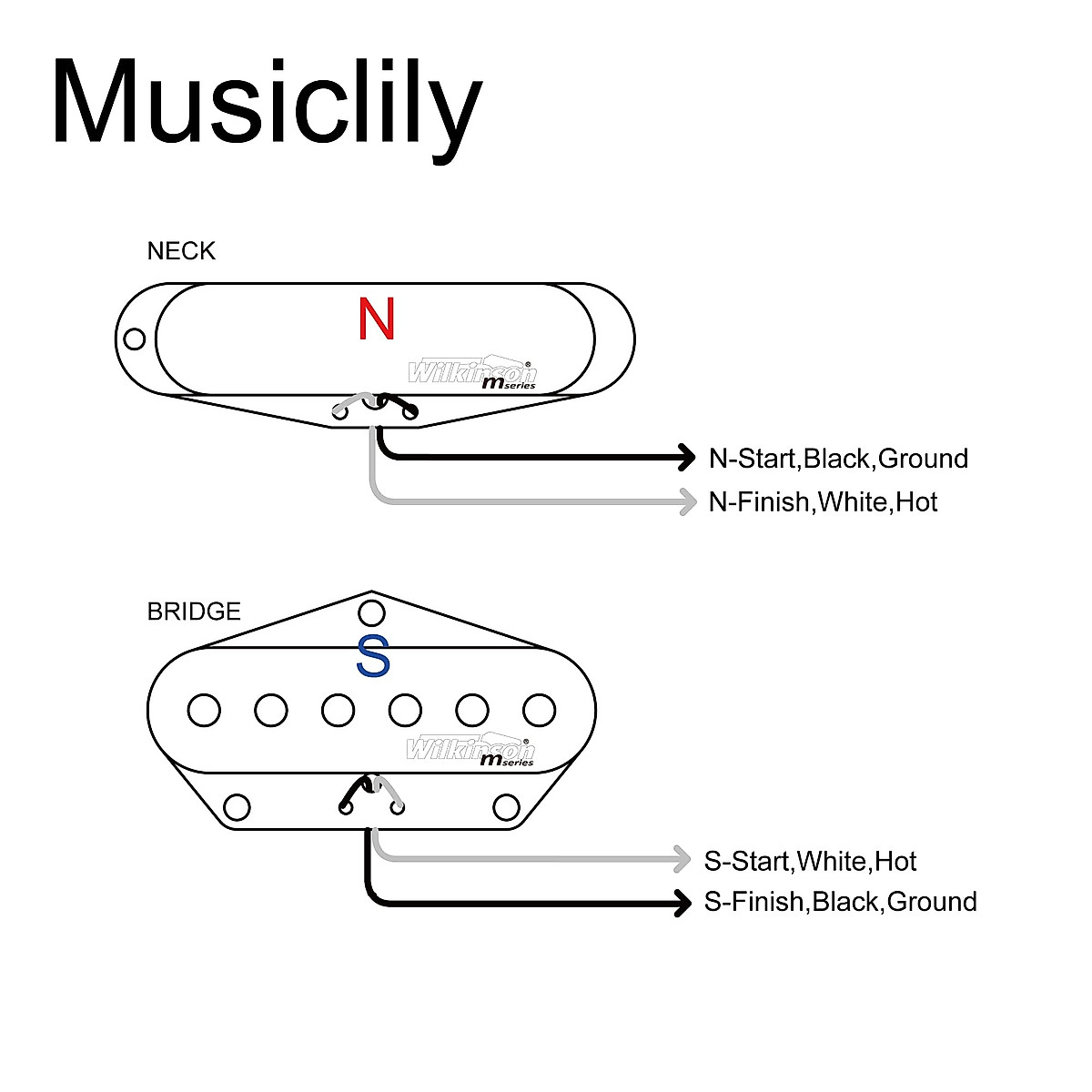 Wilkinson Low Gauss Nashville Sound Ceramic Guitar Single Coil Telecaster Pickups Set for Tele Style Electric Guitar
