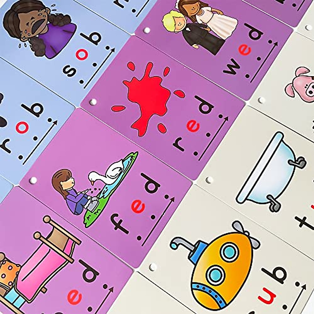 Lachilly CVC Words Flashcard Vowel+Consonant+Vowel Toddler Learning Supplies for Kindergarten Teacher Teaching Aids 126 Cards