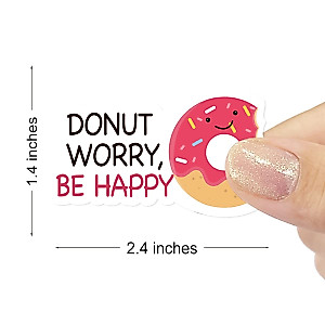Donut Worry Be Happy Stickers,Thank You Stickers,Handmade Stickers,Small Shop Stickers,Envelopes Stickers for Small Business, Online Retailers,Handmade Goods,500 Labels Per Roll