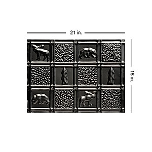 Shanko SKPC612 Gwen's Cabin Stamped Metal Nail-up Tin Wall and Backsplash Tile (14 sq. ft), Black, Pack of 6