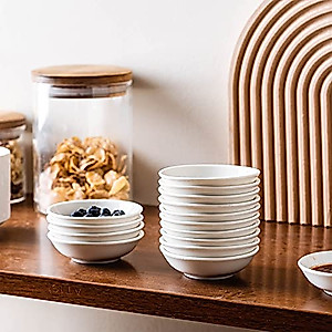 UIBFCWN Sauce Dish Dipping Bowls, 12 Pack Ceramic Dip Bowls Set, 1.2 Oz Soy Sauce Dish, White Dipping Bowls Bulk, Asian Sauce Bowls for Ketchup, BBQ, Condiments, Appetizer