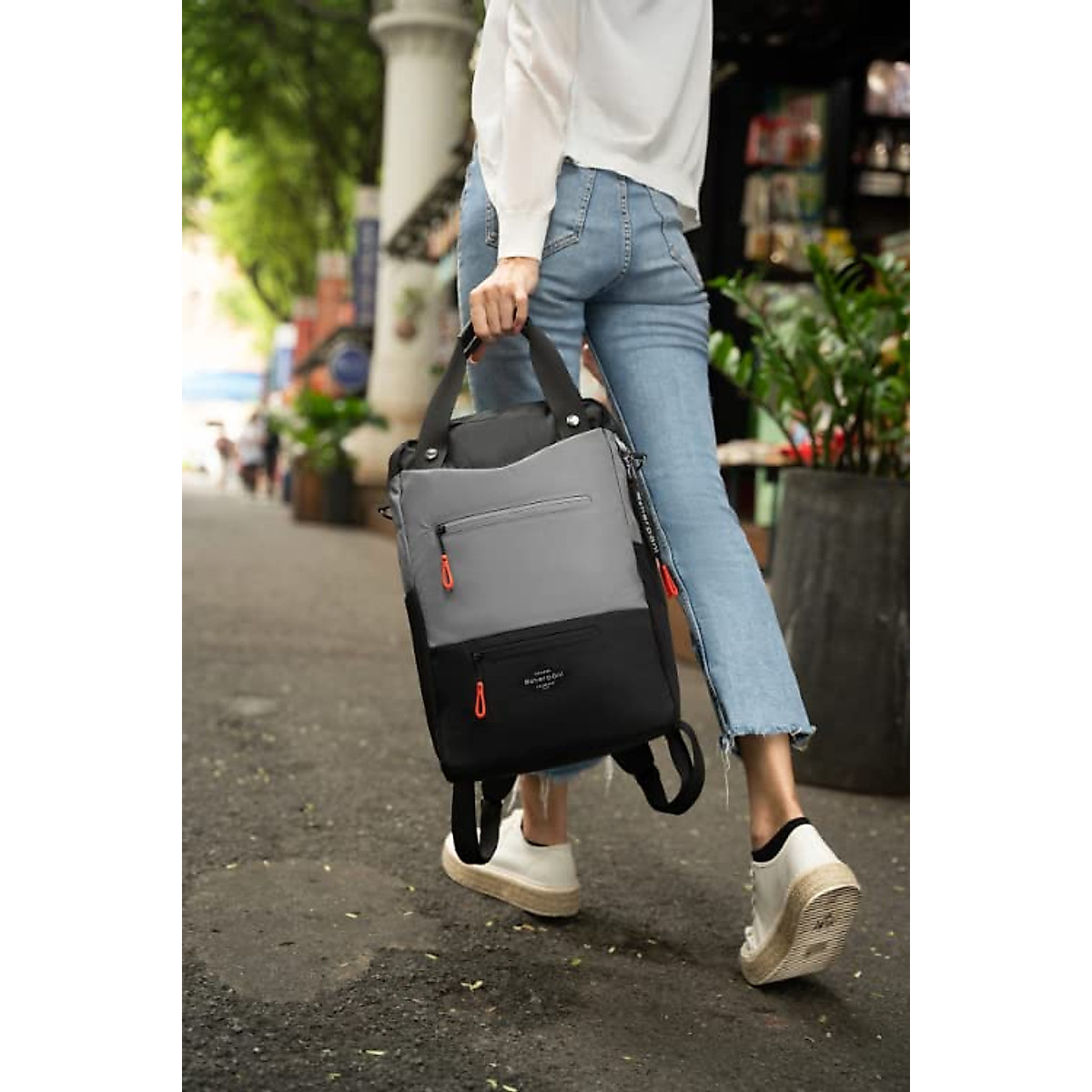 Sherpani Camden, Convertible Backpack Tote, Travel Backpack Purse, Laptop Backpack, Recycled Nylon Backpack, Crossbody Bags for Women Fits 15 Inch Laptop (Stone)