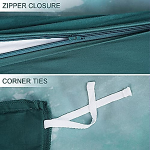 David's Home 100% Cotton Duvet Cover Set Queen Size, Misty Forest Duvet Cover with Pillow Shams, 3pcs Ultra Soft and Breathable Comforter Cover Set, 90x90 Inches, Green