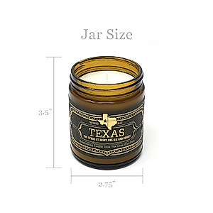 Jackson Vaughn Scented Texas Candle, Texas Holiday - Scents of Toasted Pecan, Vintage Leather, Eggnog, Cardamom, Ginger, Cinnamon - 9oz Jar - 40 Hour Burn Time