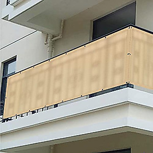 ALBN Balcony Screen Privacy Protection Outdoor Shading Net Windshield UV Protection HDPE Tear Resistant with Rope & Cable Ties, Height 1.1m/1.4m (Color : Beige, Size : 110x200cm)