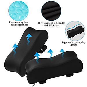 Fuloon Ergonomic Office Chair Armrest Cushion, Elbow Pillow with Cooling Gel for Elbow and Forearm Pressure Relief for Computer Chairs, Gaming Chairs, Office Chairs and Wheelchairs (Black)