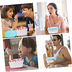 Mikinona 1Set Cake Boxes and Ice Cream Containers Reusable Plastic Ice Cream Tubs for Freezer Storage Ideal for Homemade Ice Cream and Desserts