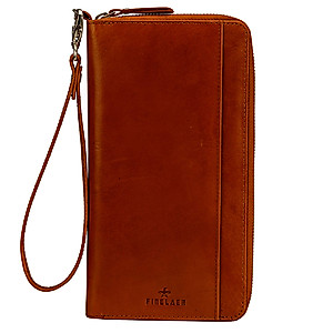 FINELAER Travel Passport Zip Around Long Leather Wallet