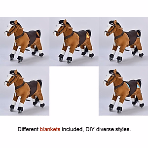 UFREE Ride on Horse, Horse Ride on Toy, Mechanical Horse, Plush Animal, Black Mane and Tail, Age 3-6