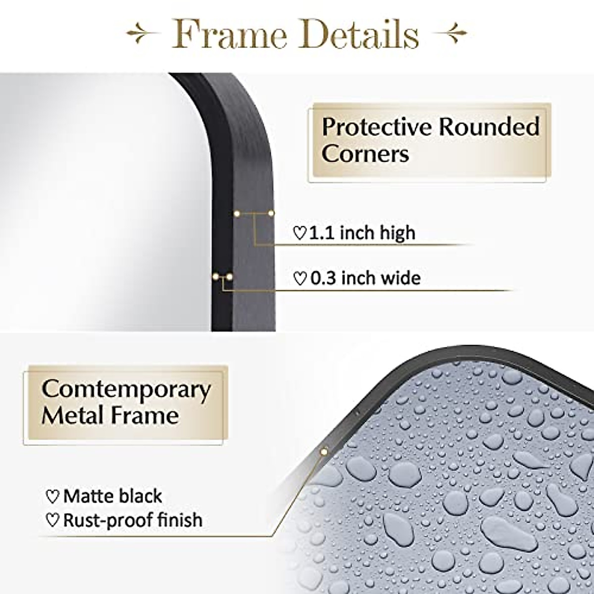 Modern 24"x36" Black Bathroom Mirrors for Wall, Framed Rectangle Mirror with Rounded Corner, Metal Black Mirror for Bathroom Vertical or Horizontal Hang, Black Wall Mirrors for Vanity, Restroom