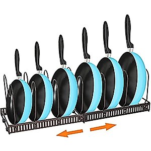 MDHAND Pots and Pans Organizer for Cabinet, Pot Rack with 2 DIY Methods, Adjustable Pan Organizer Rack for Cabinet, Pot Organizer for Kitchen Organization & Storage, Pot Lid Organizer