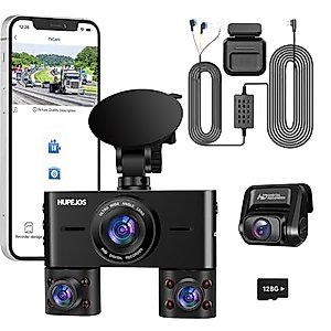 HUPEJOS V7 360° 4 Channel Dash Cam with Type-C Hardwire Kit with Radar Detection