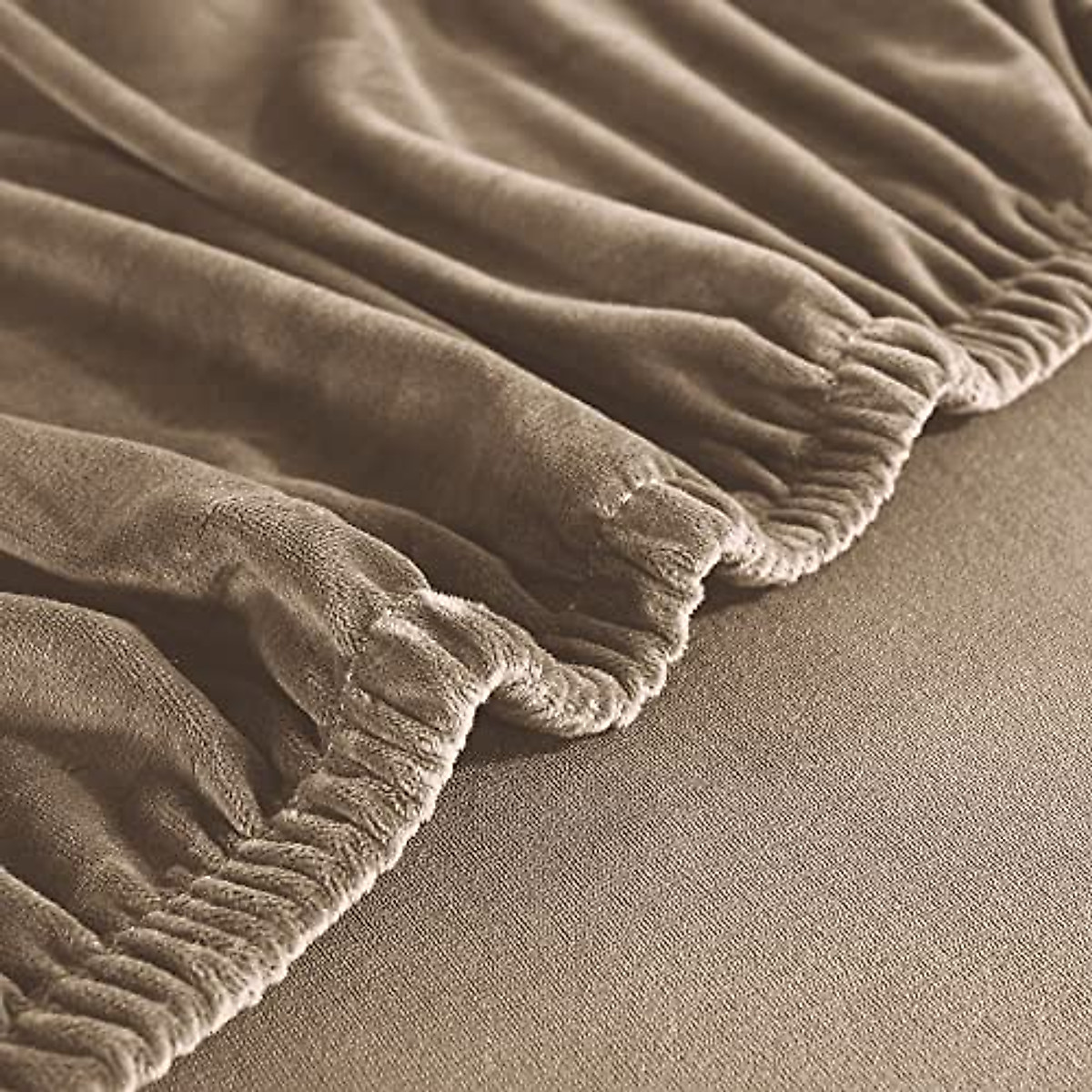 Jonuiony Wear-Resistant Universal Sofa Cover, Stretch Velvet Separate Couch Cushion Slipcovers, L Shape Sofa Chaise Covers for Both Left/Right Sectional Couch Protector(Camel,Back Cover)