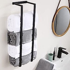 WANLIAN Wall Mounted Bathroom Towel Rack Bathroom Storage, Bath Towel Rack, Wall Mounted Towel Rack, Mounted Towel Rack- Black (Black Towel Rack)