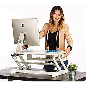The House of Trade Standing Desk | Desk Riser Classic Stand Up Desk | 32 in Wide Fits 2 Monitors with Retractable Keyboard Tray (Black, 32" Wide)
