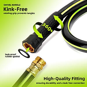 Worth Garden Non Kinking 3/4 in. x 50 ft. No Leak,HEAVY DUTY Durable PVC Long Water Hose with Brass Hose Fittings, Household and Commercial Use,Male to Female Fittings,12 YEARS WARRANTY,H165B00