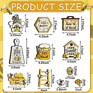 14 Piece Bee Tiered Tray Decor Set Farmhouse Farm Tiered Tray Decor Bee Wood Signs Sunflower Rustic Trays Decor for Summer Home Kitchen Table Decor