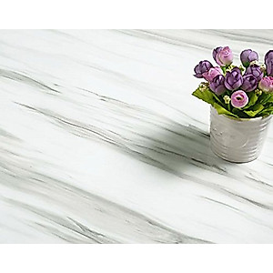 White Granite Look Marble Gloss Film Vinyl Self Adhesive Counter Top Peel and Stick Wall Decal 17.7'x79''