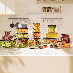 Fyrnova 50-Piece Food Storage Containers with Lids (25 Containers & 25 Lids), Airtight Plastic Food Containers for Pantry & Kitchen Organization, BPA-Free, Leak Proof, Reusable with Labels & Pen